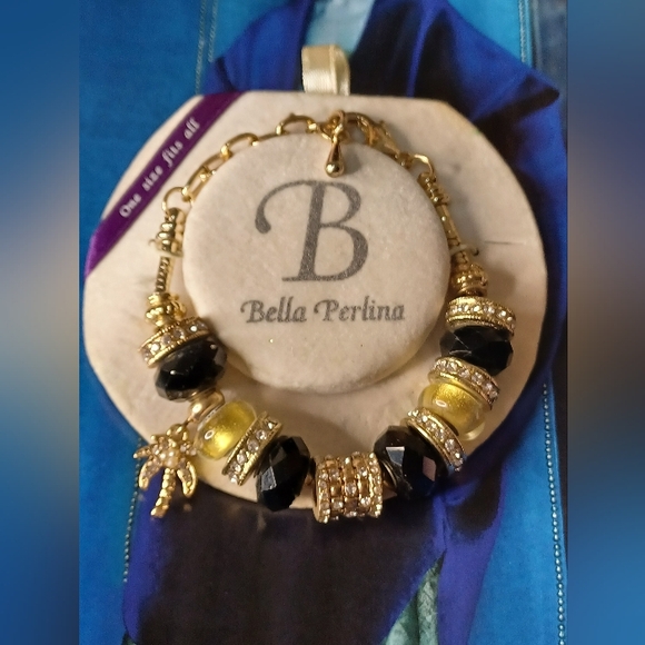 bella Perlina | Jewelry | Bella Perlina Gold Wblack Crystals Palm Tree ...